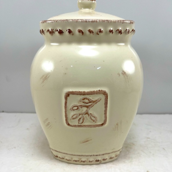 Art | Rustic Look Ceramic Canister Cookie Jar Beige And Brown 85 Tall ...